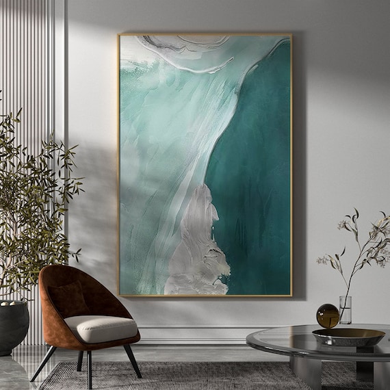 Mint Green Abstract Painting Canvas Minimalist Abstract | Etsy