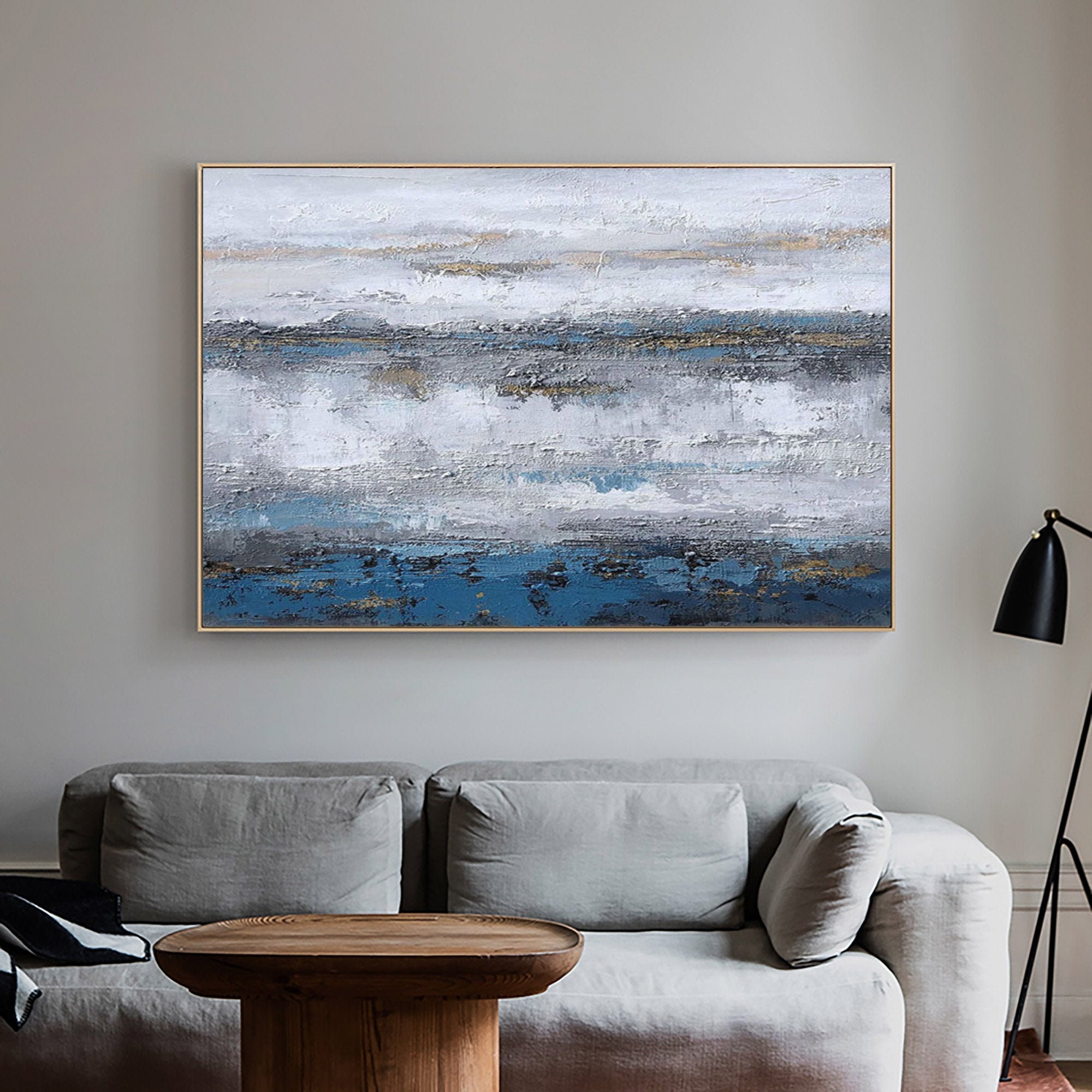 Large Ocean Abstract Painting Blue Ocean Abstract Painting Sky - Etsy