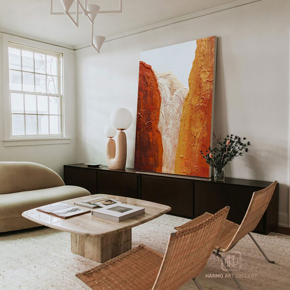 Original Abstract Painting Orange & beige Abstract Painting | Etsy