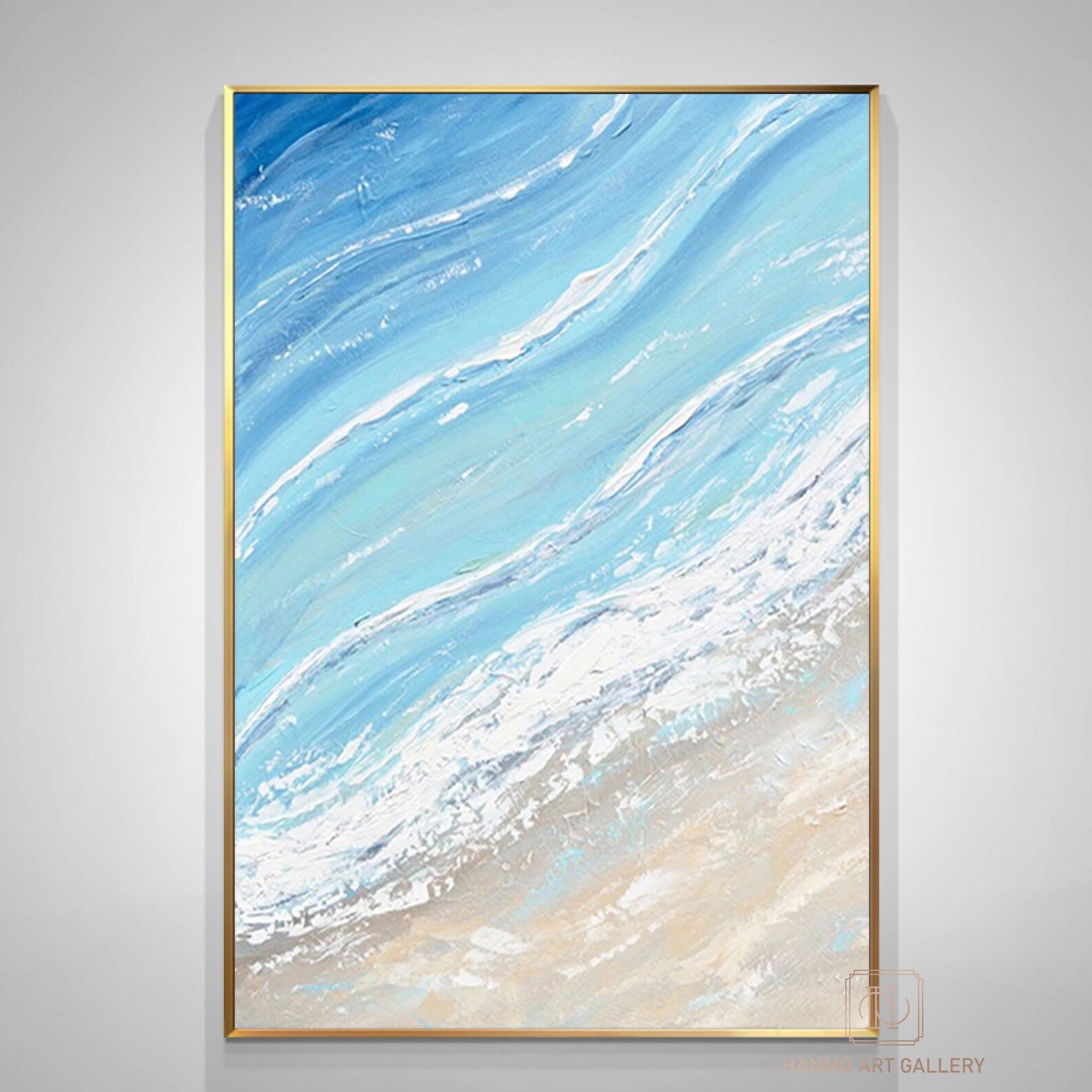 Seascape Abstract Painting on Canvas White Wave Art Scenery Painting ...
