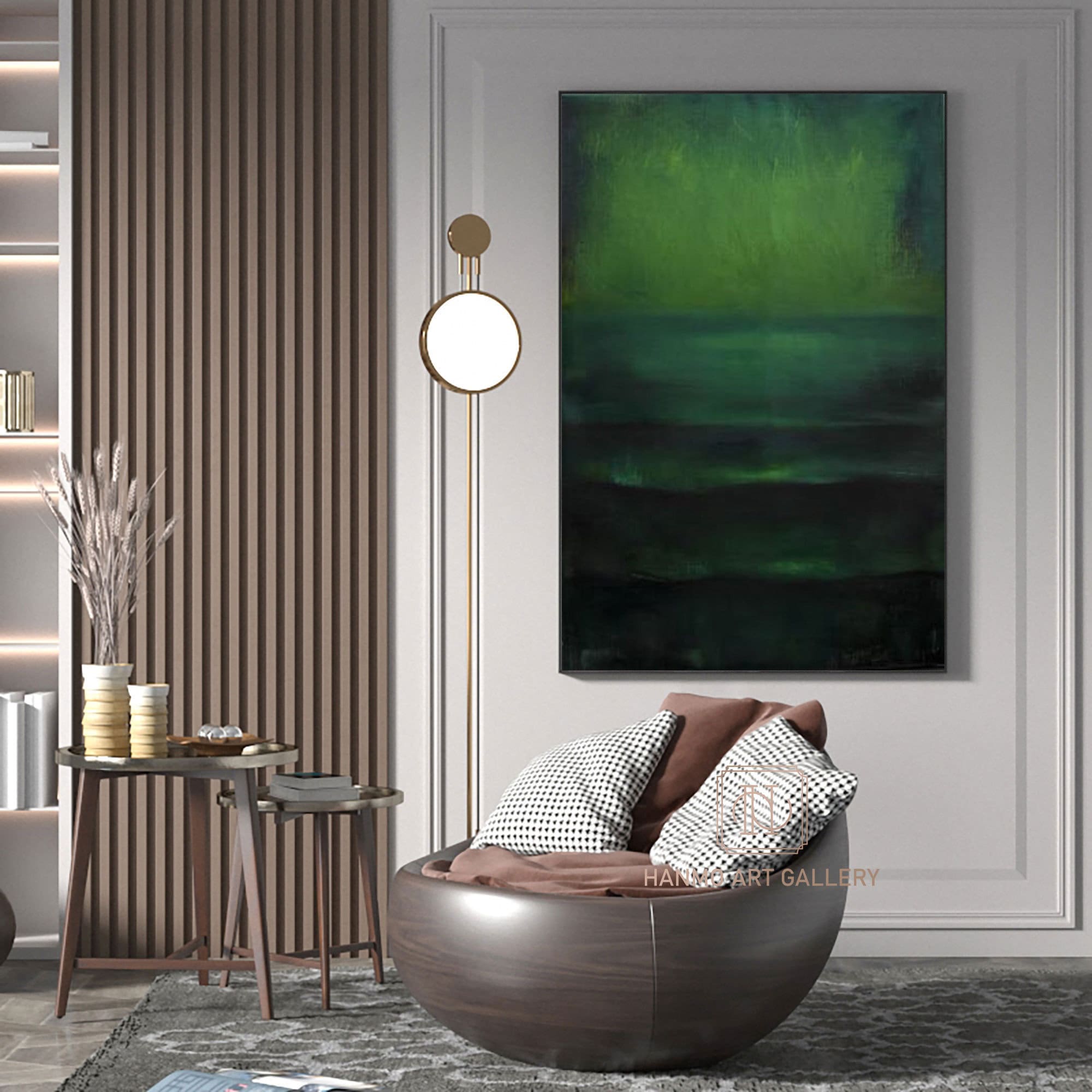 Green Wall Art Green Canvas Painting Green Minimalism Painting Green ...