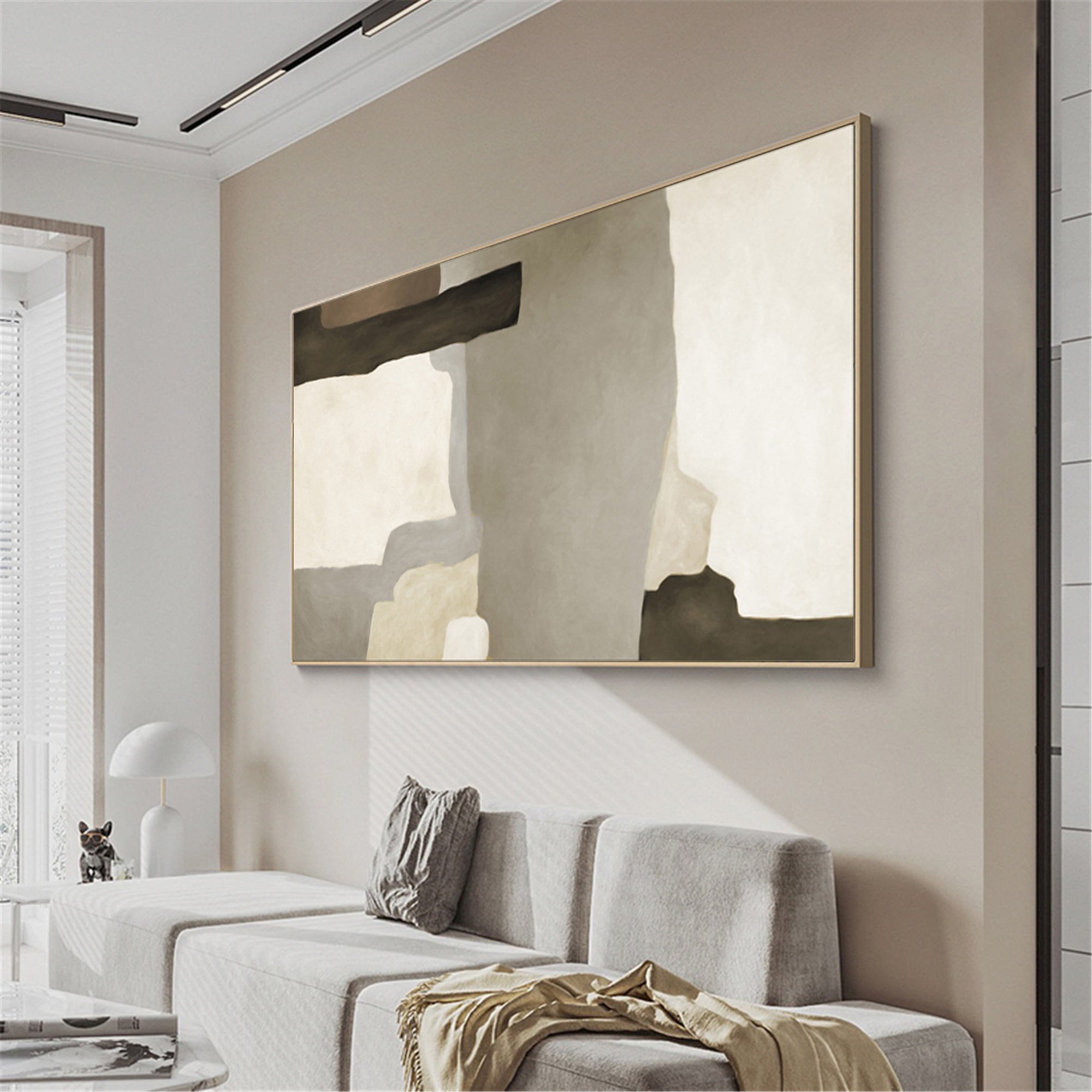 Minimalist Abstract Painting Beige Abstract Painting On Canvas | Etsy