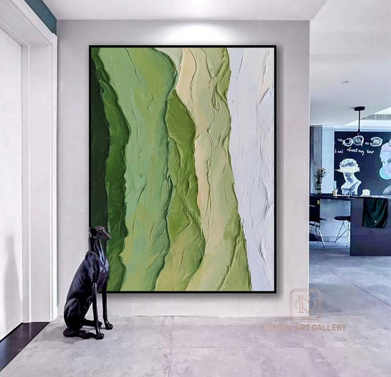 3D Green Abstract Painting White 3D Textured Painting Green 3D | Etsy