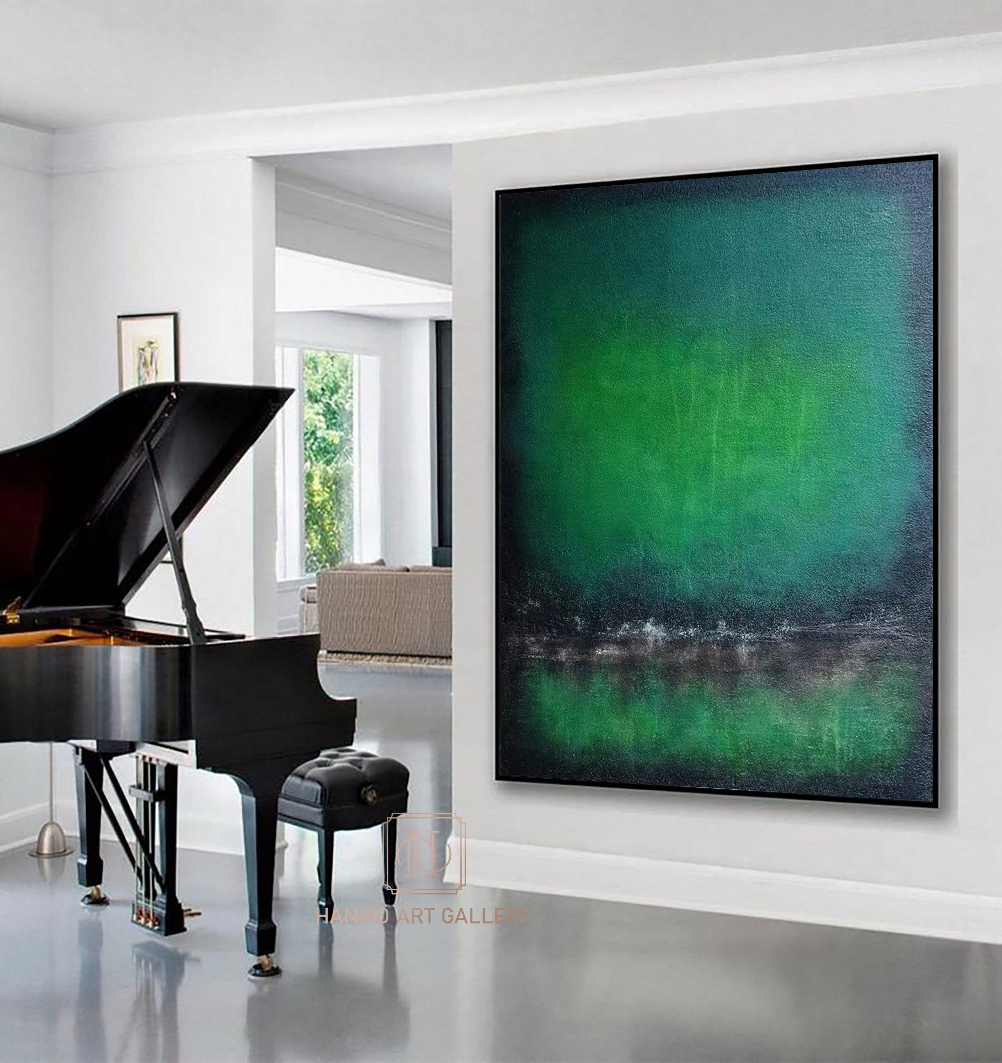 Modern Pure Green Minimalist Art Texture Art Pure Green Wall Decor Pure ...