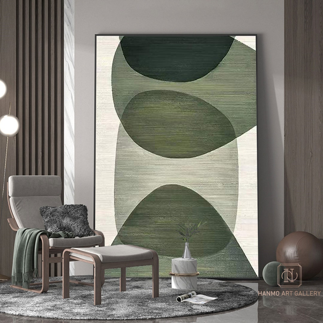 Large Green Texture Canvas Wall Art Green Abstract Geometric Art Green ...