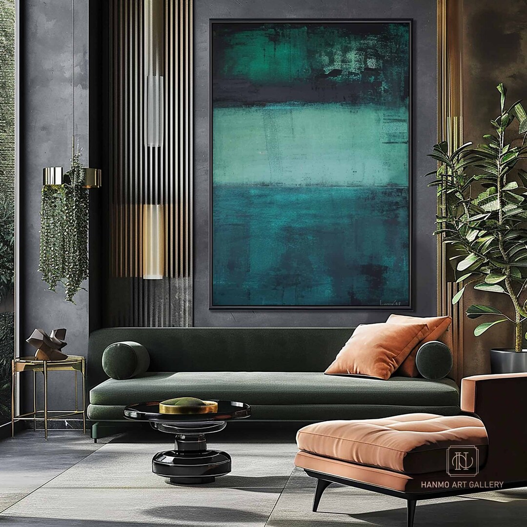 Green Abstract Canvas Wall Art Wabi-sabi Wall Art Green Painting on ...