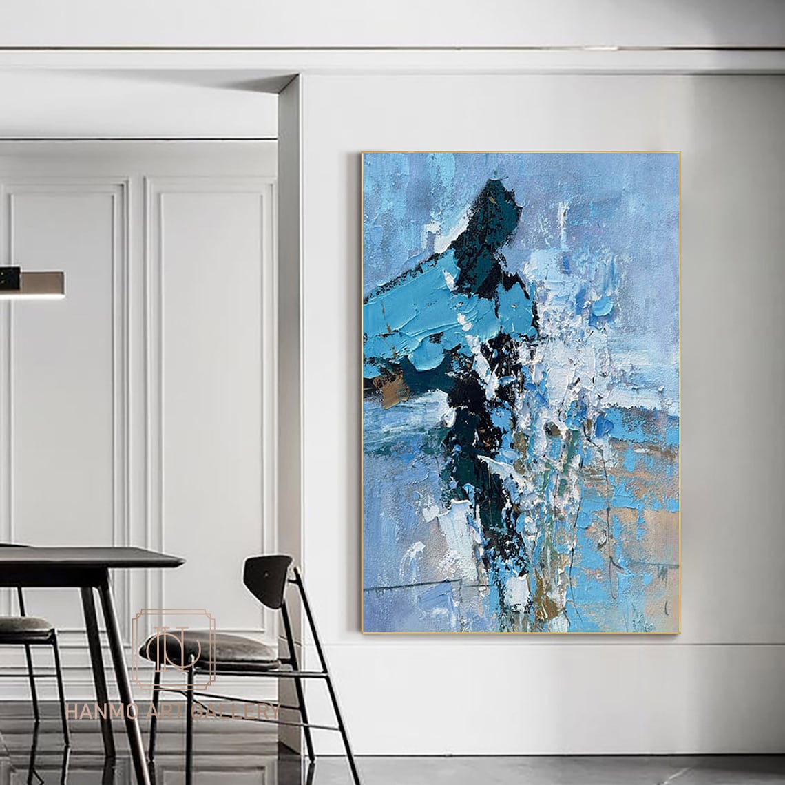 Modern Blue Abstract Painting Large Abstract Art Blue and - Etsy