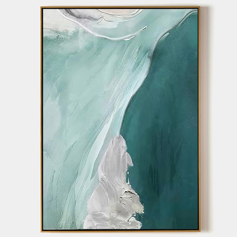 Mint Green Abstract Painting Canvas Minimalist Abstract Painting Green ...
