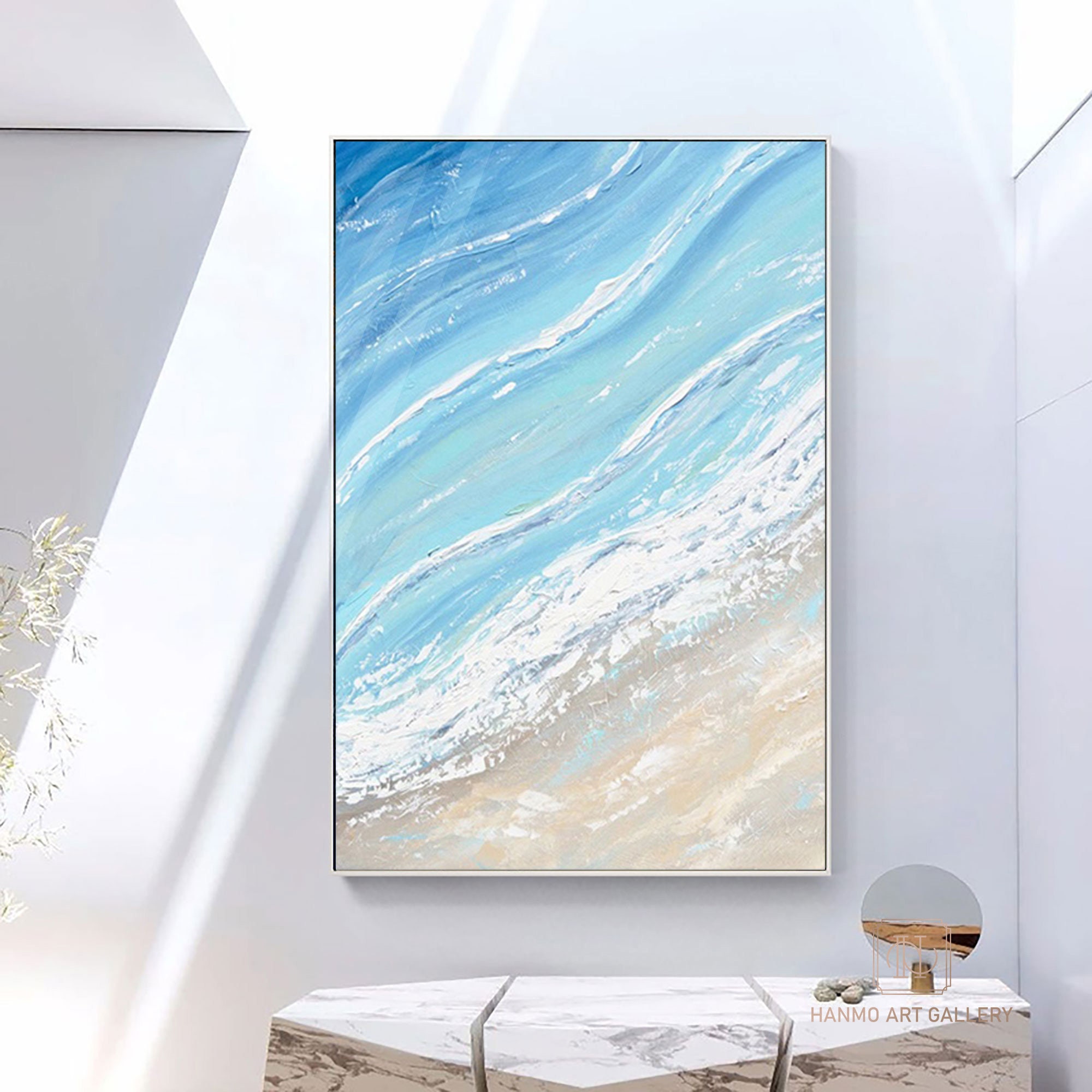 Seascape Abstract Painting on Canvas White Wave Art Scenery Painting ...