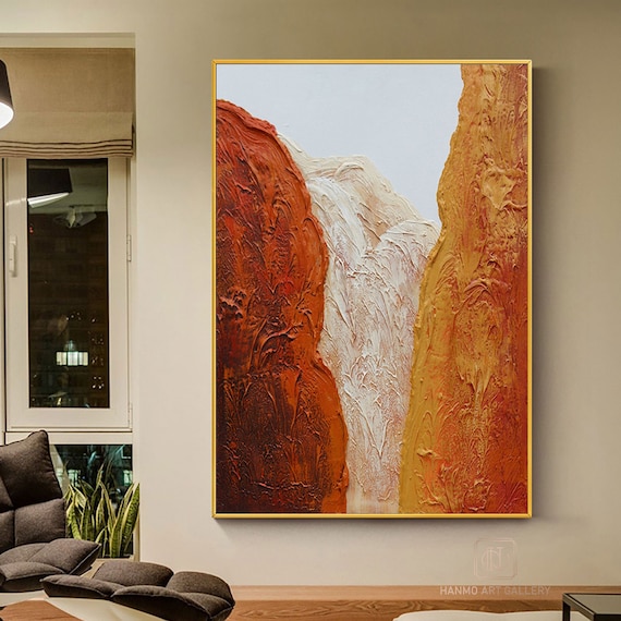 Original Abstract Painting Orange & beige Abstract Painting | Etsy