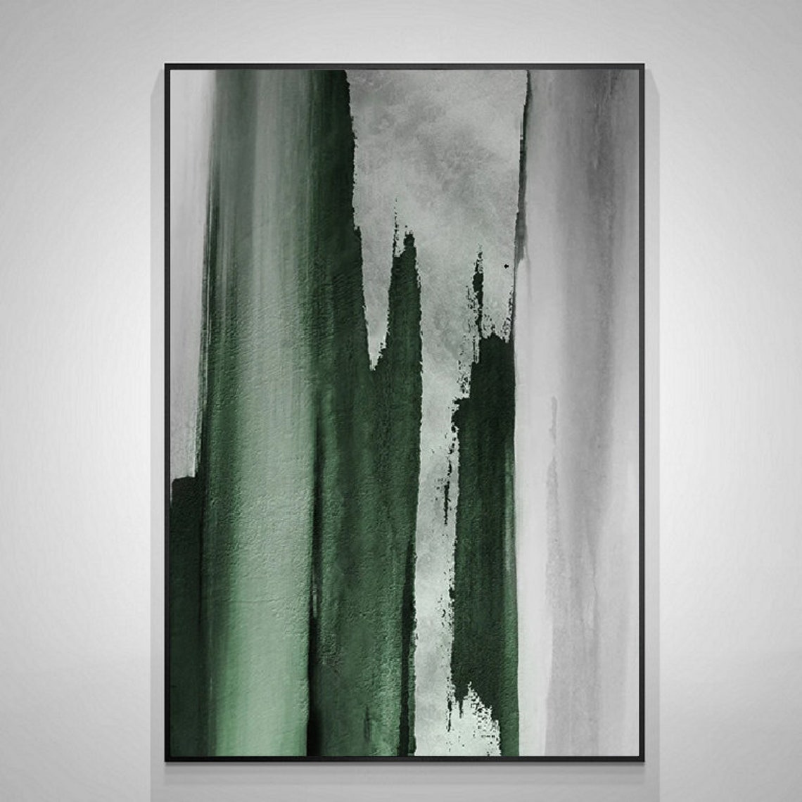Grote groene abstracte schilderij acryl minimalistische | Etsy