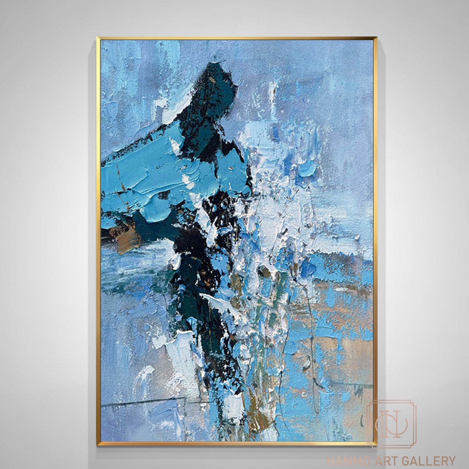 Modern Blue Abstract Painting Large Abstract Art Blue and - Etsy