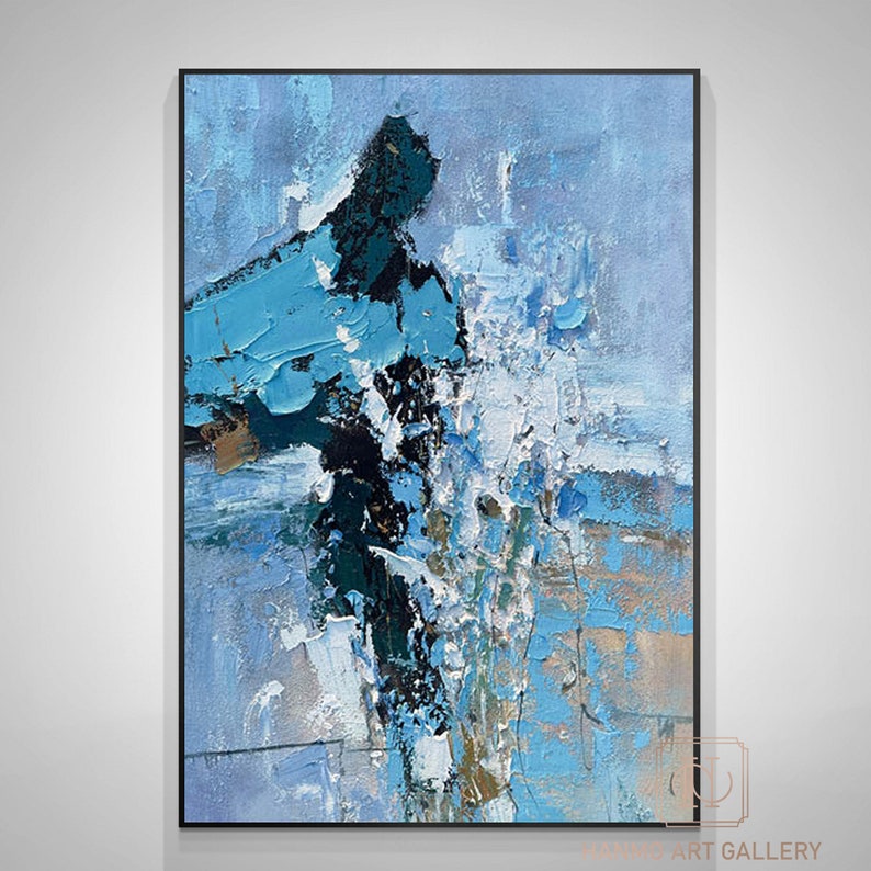 Modern Blue Abstract Painting Large Abstract Art Blue and - Etsy