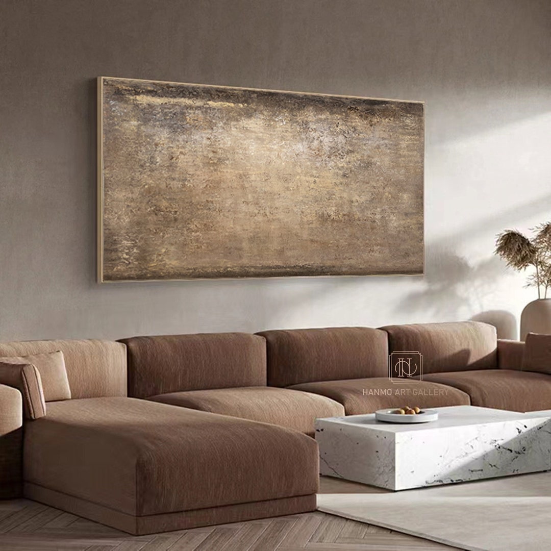 Brown Abstract Art Original Textured Painting Golden Color Abstract ...
