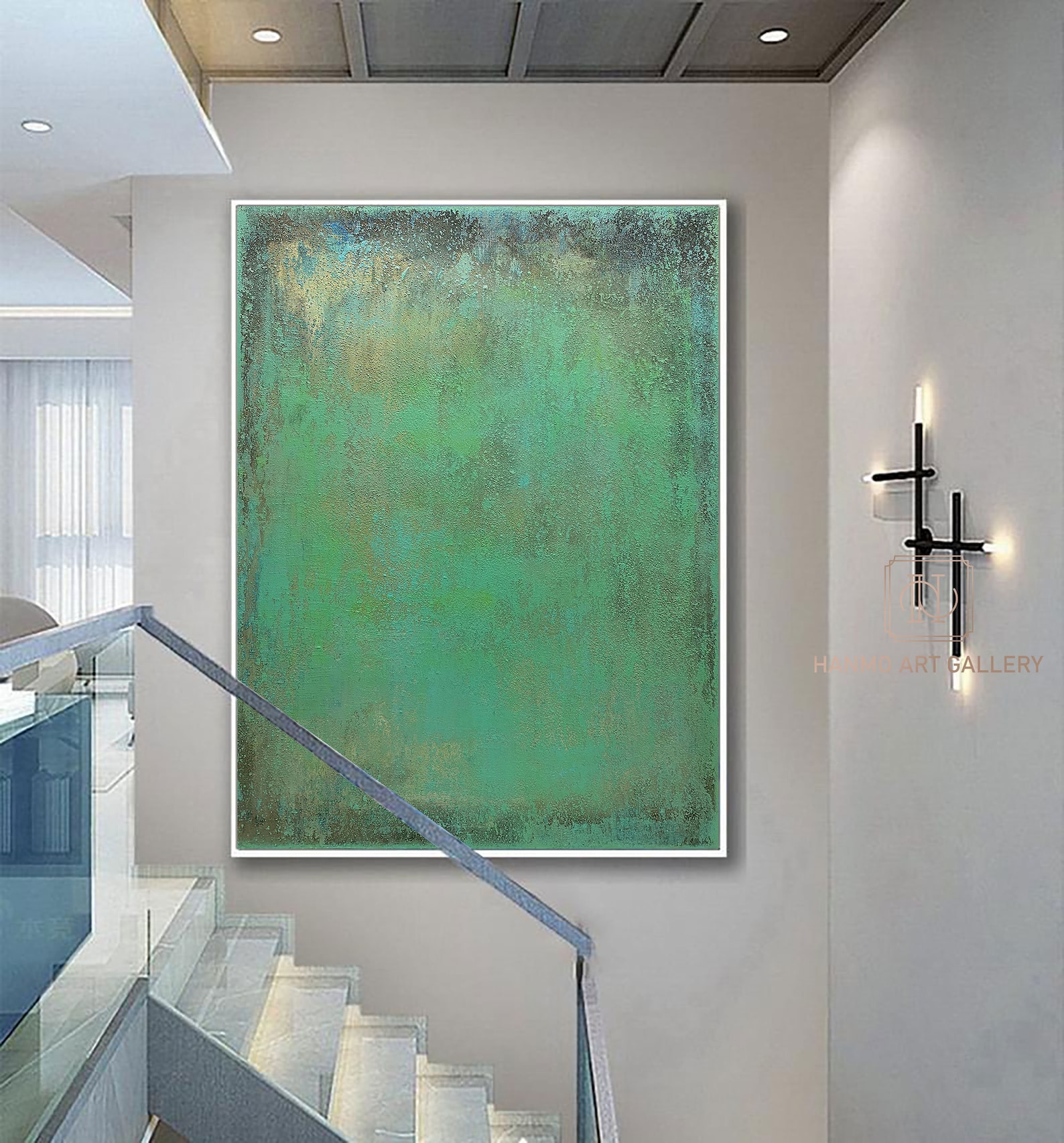 Large Green Abstract Painting Green Abstract Painting Canvas - Etsy