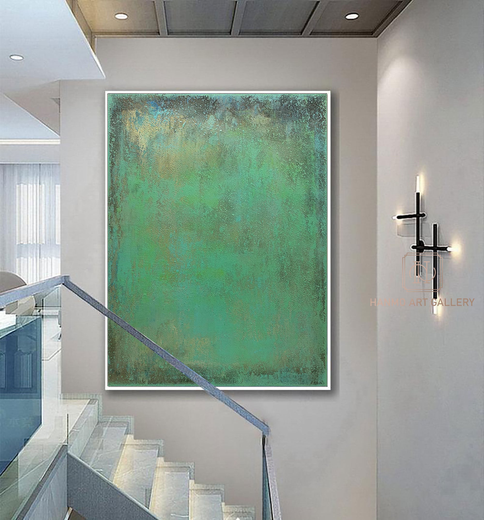 Large Green Abstract Painting Green Abstract Painting Canvas Green ...
