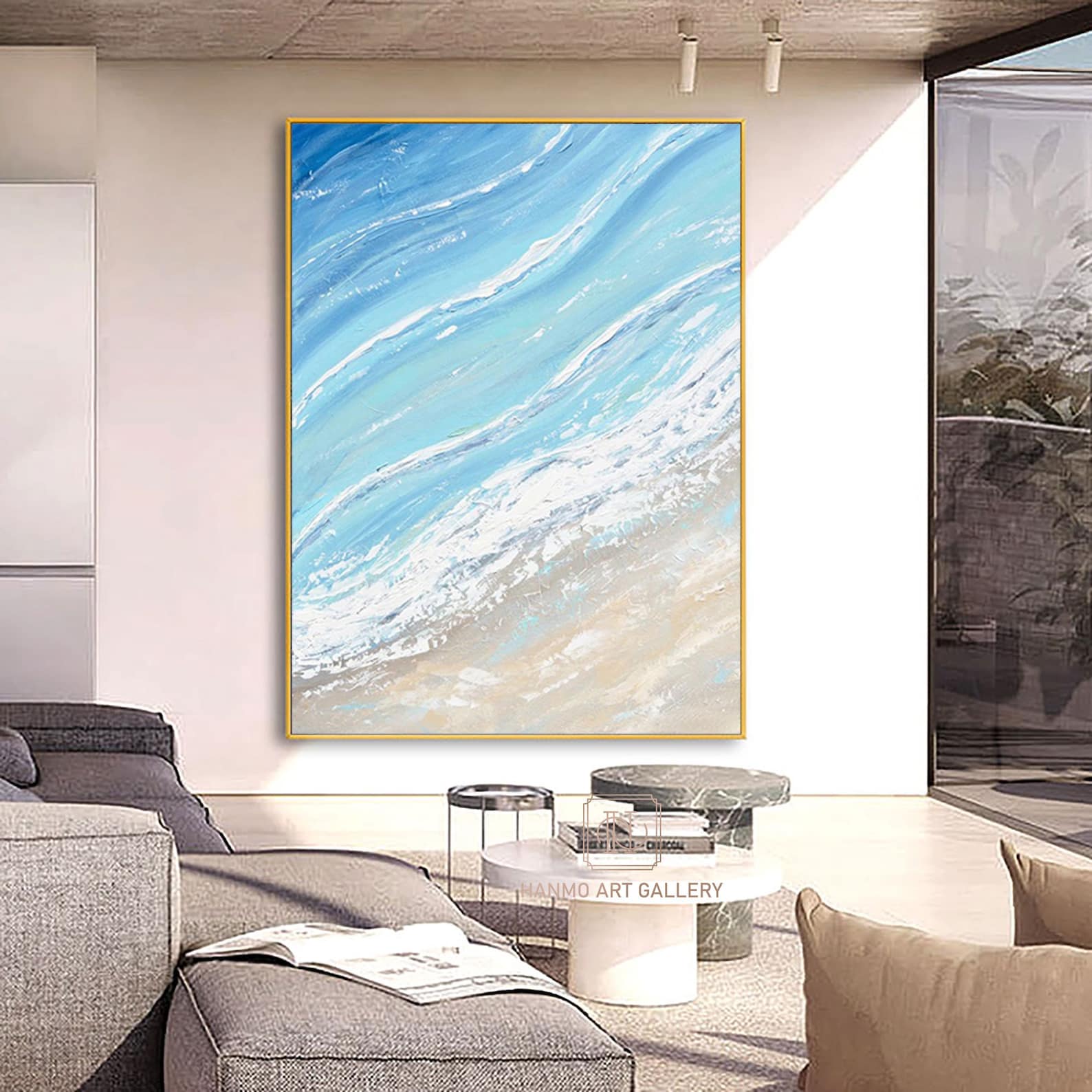 Seascape Abstract Painting on Canvas White Wave Art Scenery Painting ...