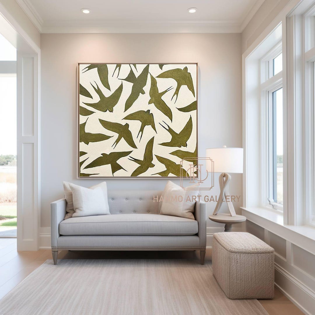 Birds Abstract Painting Modern Birds Art Surrealism Flying Dirds ...