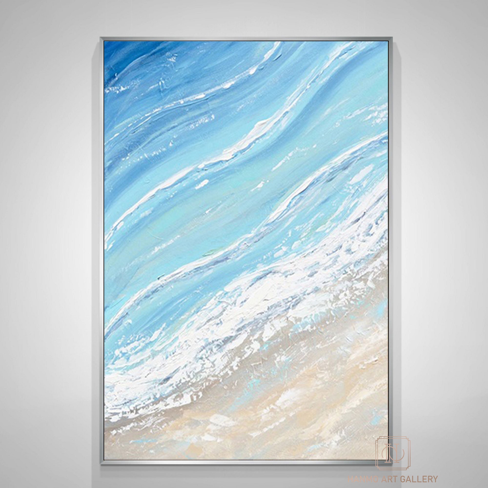 Seascape Abstract Painting on Canvas White Wave Art Scenery - Etsy