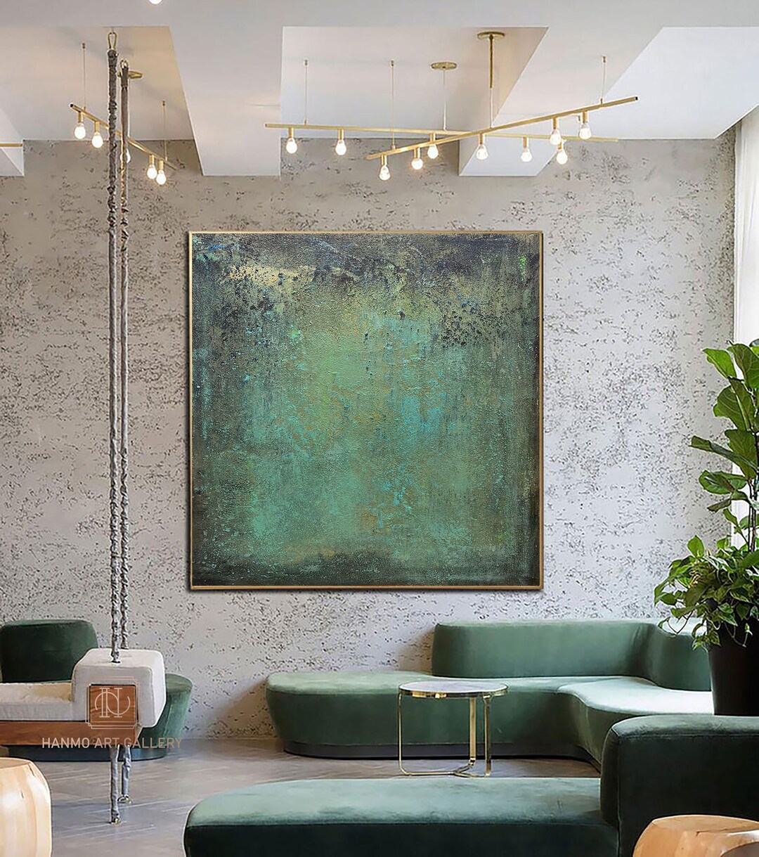 Green Minimalism Painting Green Wall Art Green Canvas Painting Green ...