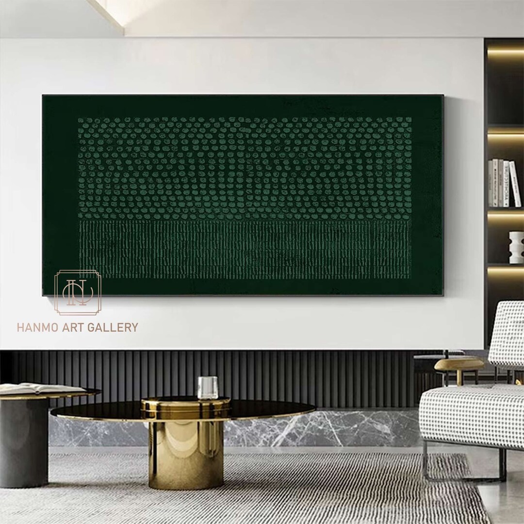 Green Painting on Canvas Green Bohemian Plaster Painting Green Wall Art ...