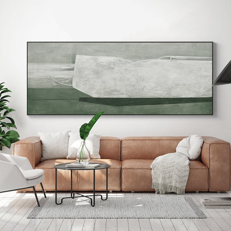 Large Abstract Painting Canvas Green Abstract Painting - Etsy