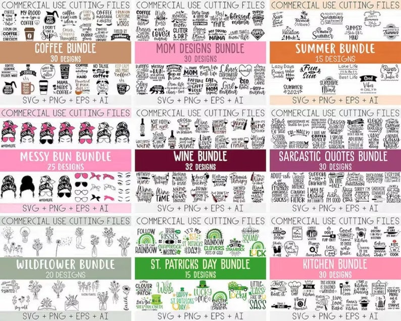 Mega SVG Bundle, T Shirt Designs SVG, Svg Files for Cricut, Silhouette ...