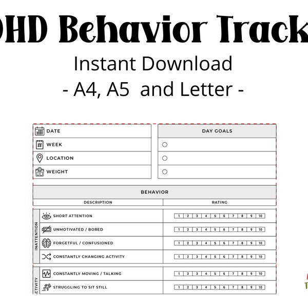 Adhd Behavior Chart - Etsy
