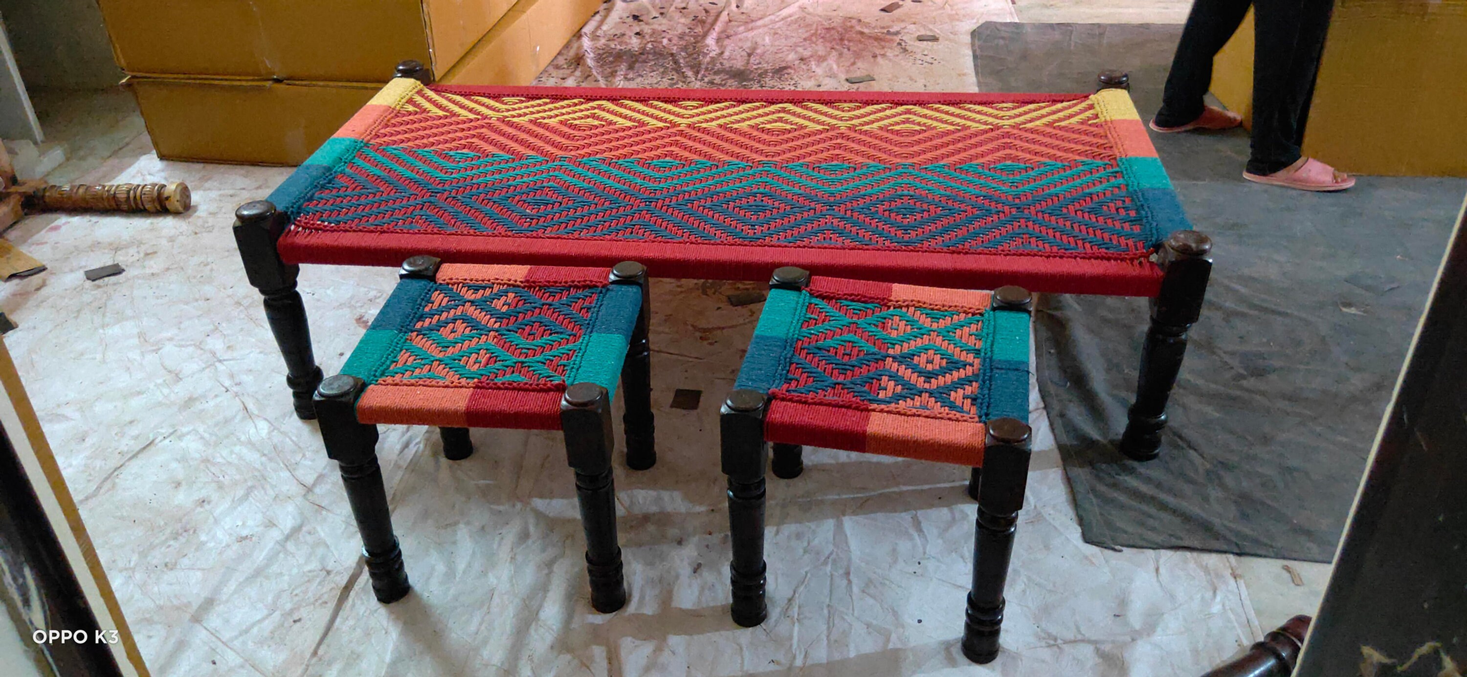 Multicolor Charpai Wooden Charpai with Woven Top Eco | Etsy