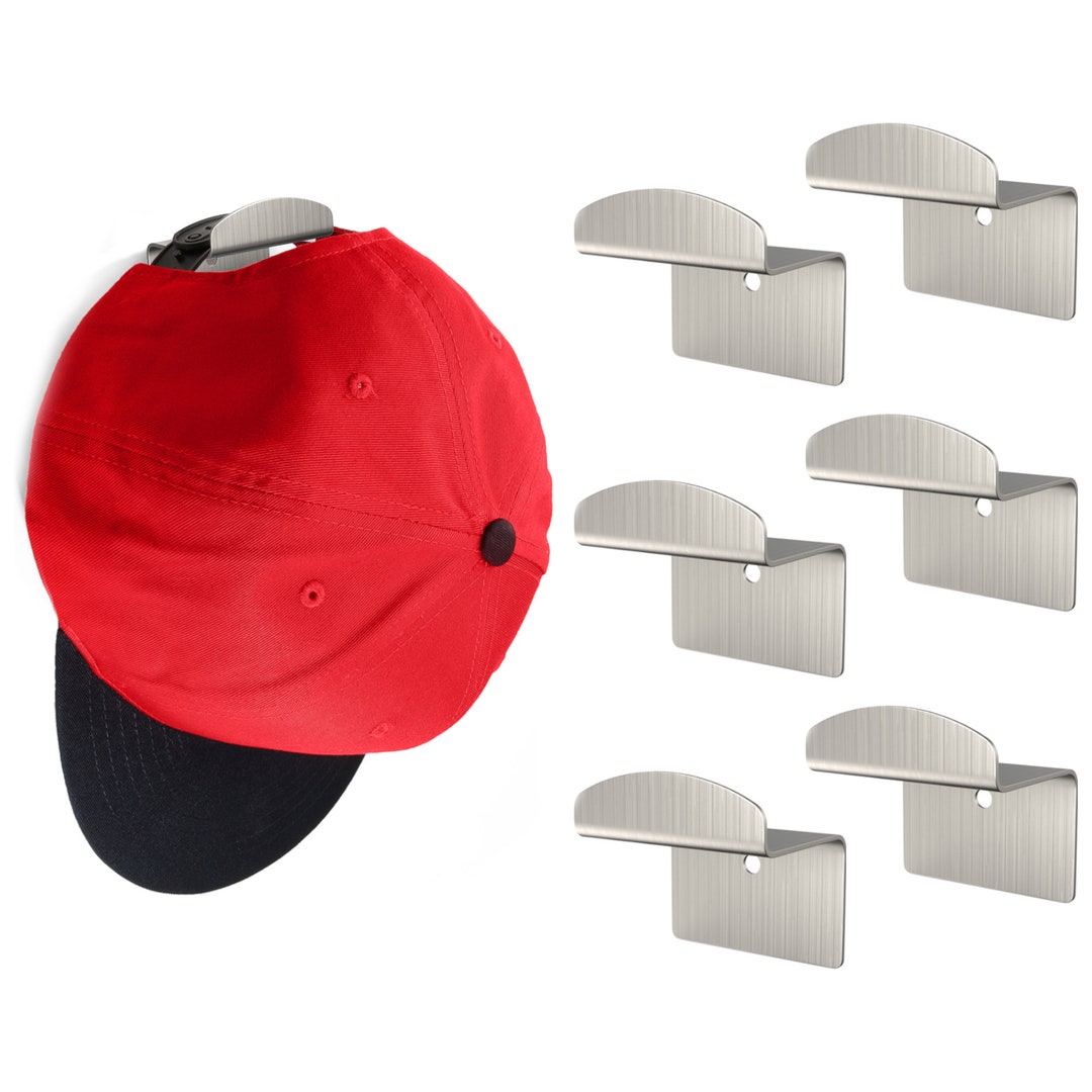 6x Metal Adhesive Hat Hooks for Wall - Minimalist Hat Rack Design ...