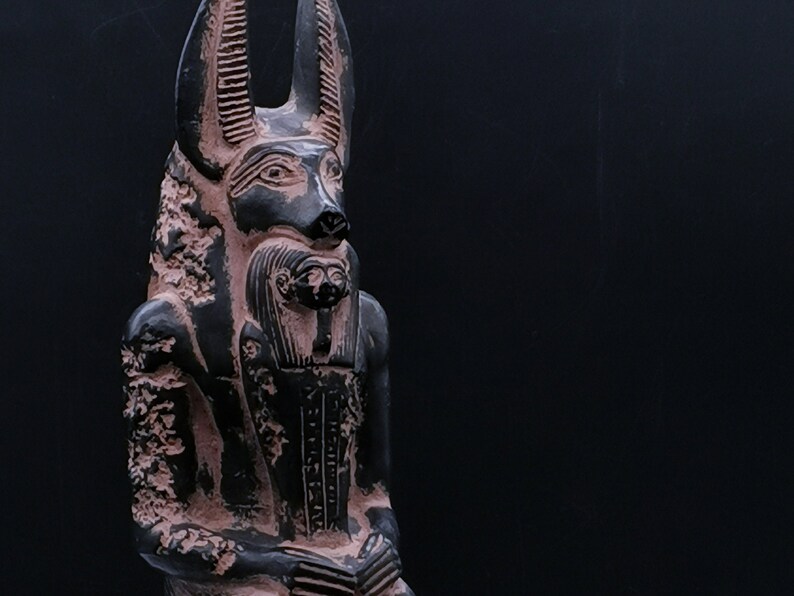 Unique Seated Anubis Holding a Mummy Form With a Hapi son of | Etsy