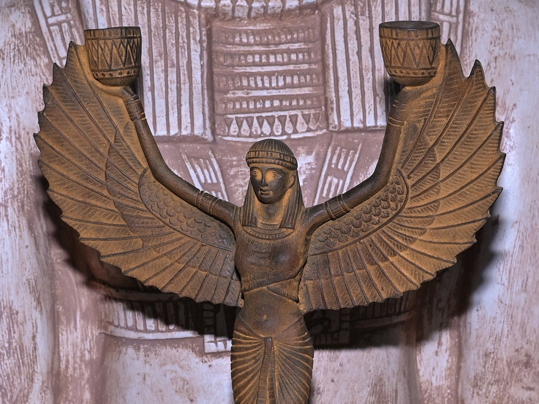 Egyptian Goddess Isis Statue, Open Wings Stone Replica - Etsy