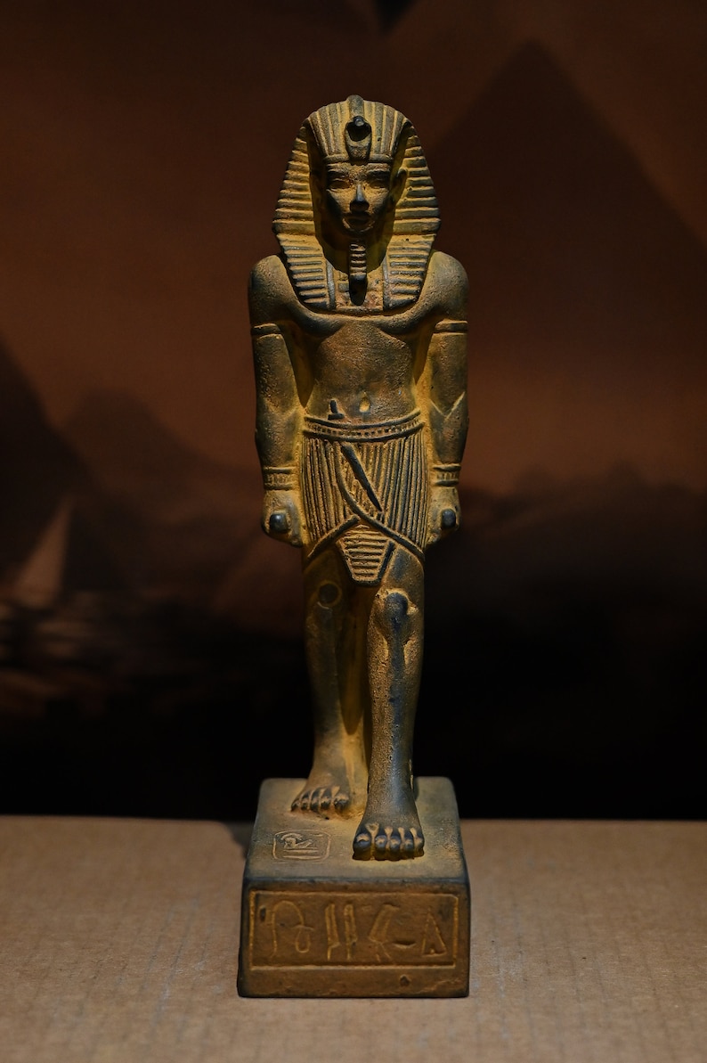 Unique Statue of Egyptian Art Pharaoh King Tutankhamun Stone Made in ...