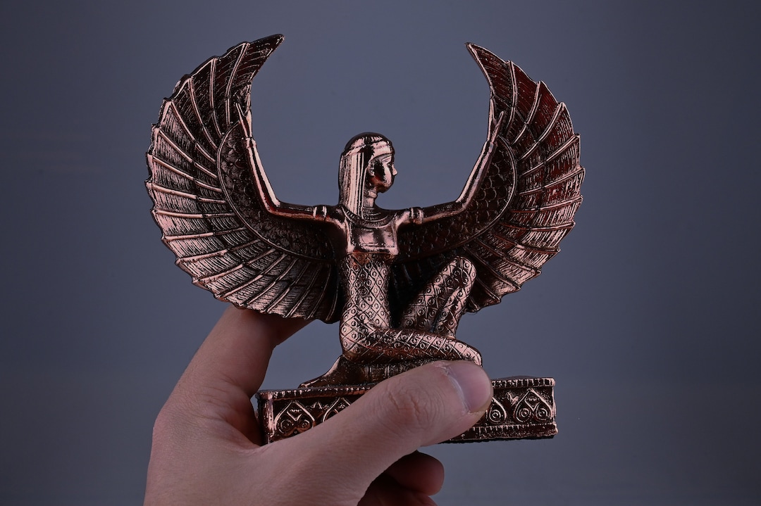Egyptian Isis Statue With Open Wings, Stone Goddess Replica - Etsy