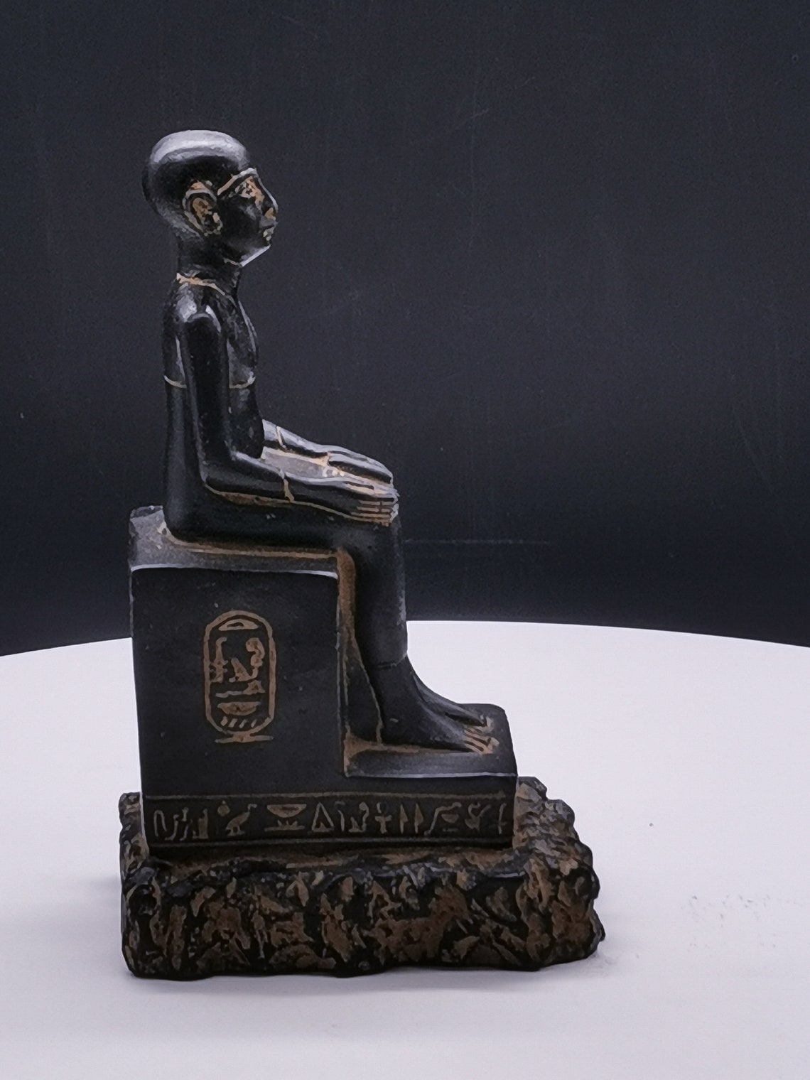 Statue of Egyptian Art Seated Statue of Imhotep Holding an - Etsy