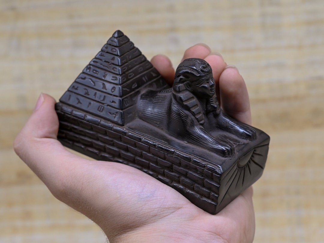 Unique Egyptian Sphinx Statue With Pyramid (3 Colors) Made in Egypt - Etsy