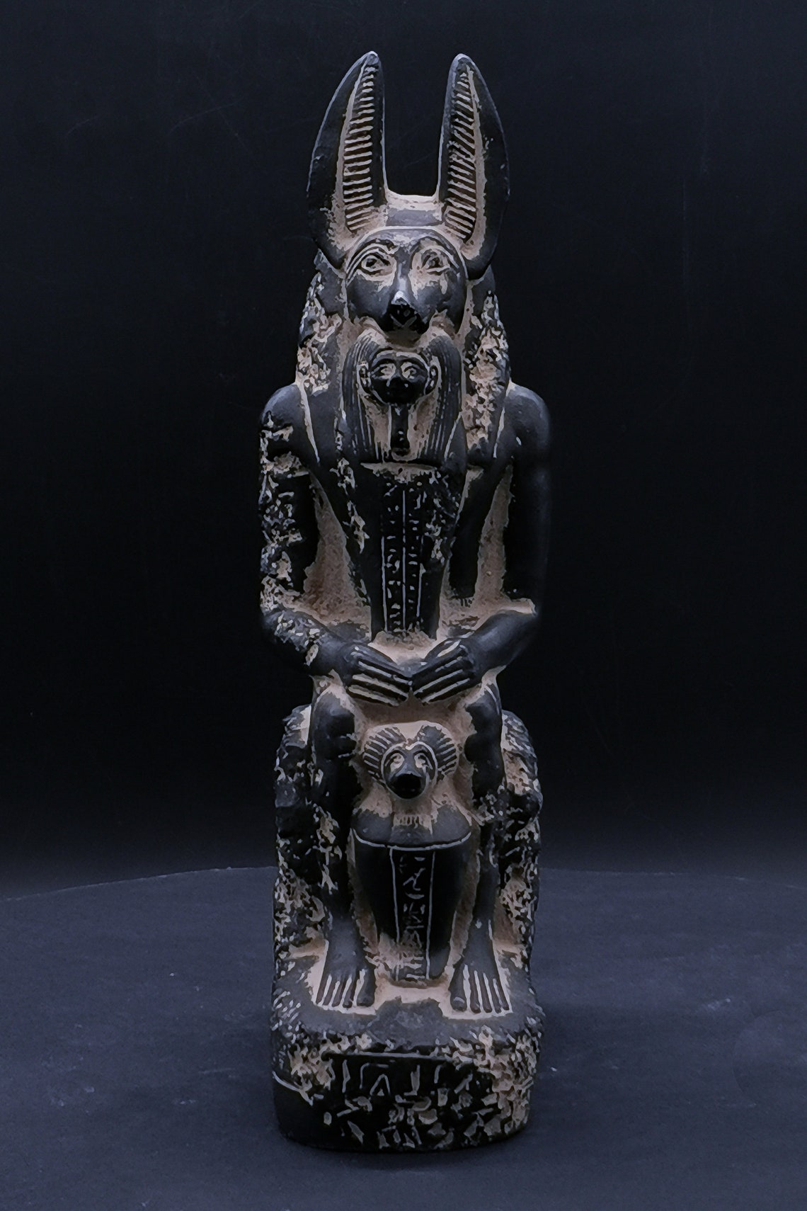 Unique Seated Anubis Holding a Mummy Form With a Hapi son of | Etsy