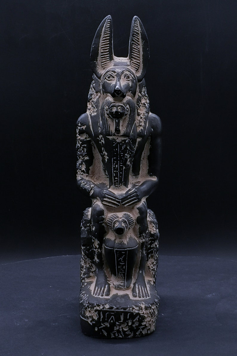 Unique Seated Anubis Holding a Mummy Form With a Hapi son of | Etsy