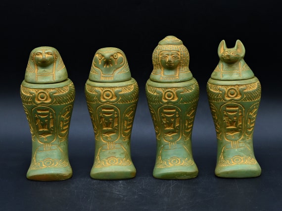 4 Canopic Jars sons of Horus Stone Made in Egypt - Etsy