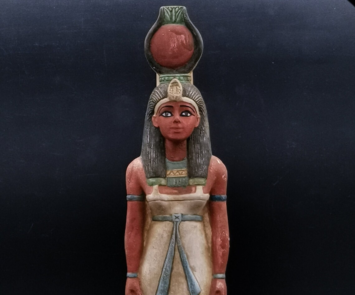 Egyptian Statue of Goddess Isis Painted Heavy Stone Made in - Etsy