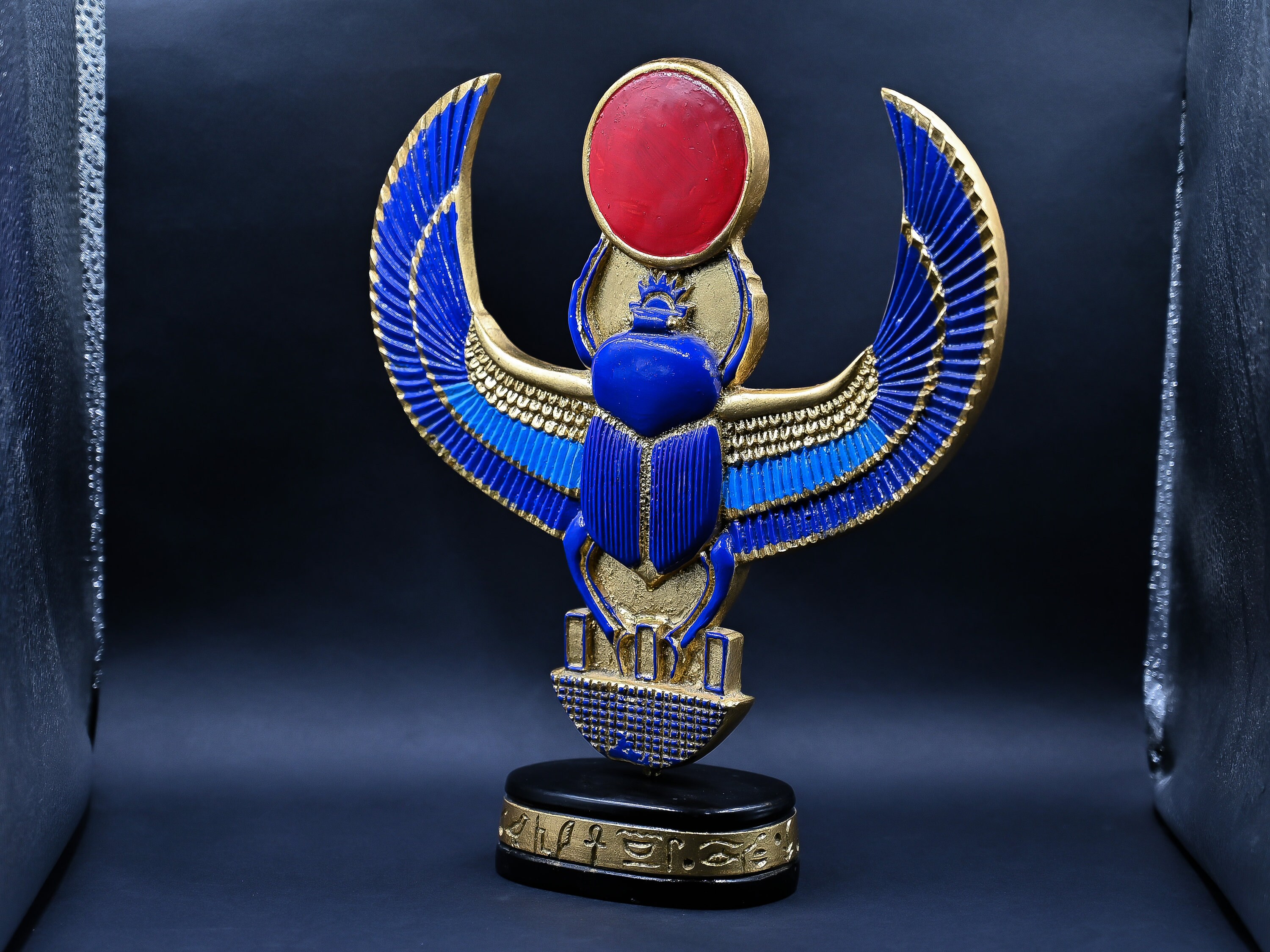 EGYPTIAN Statue of Winged SCARAB BEETLE Khepri Heavy Gold Leaf Made in ...