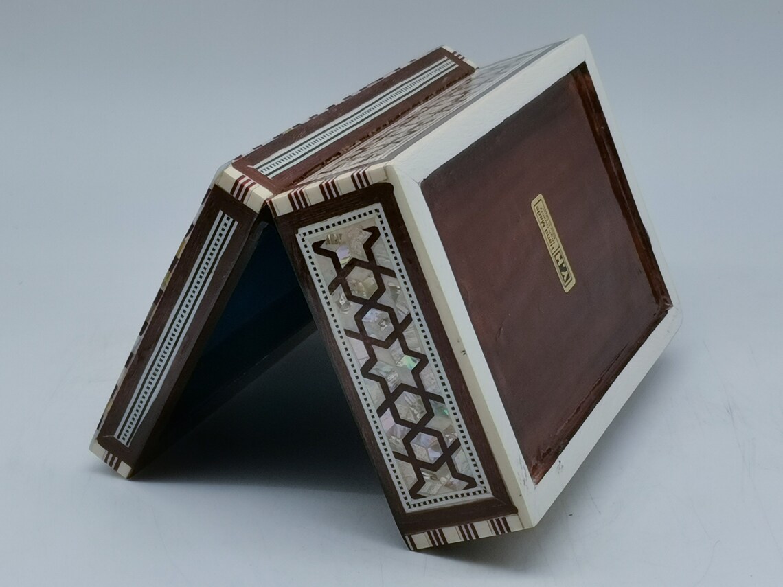 Unique Egyptian Art Seashell Box Handmade Wood Natural | Etsy