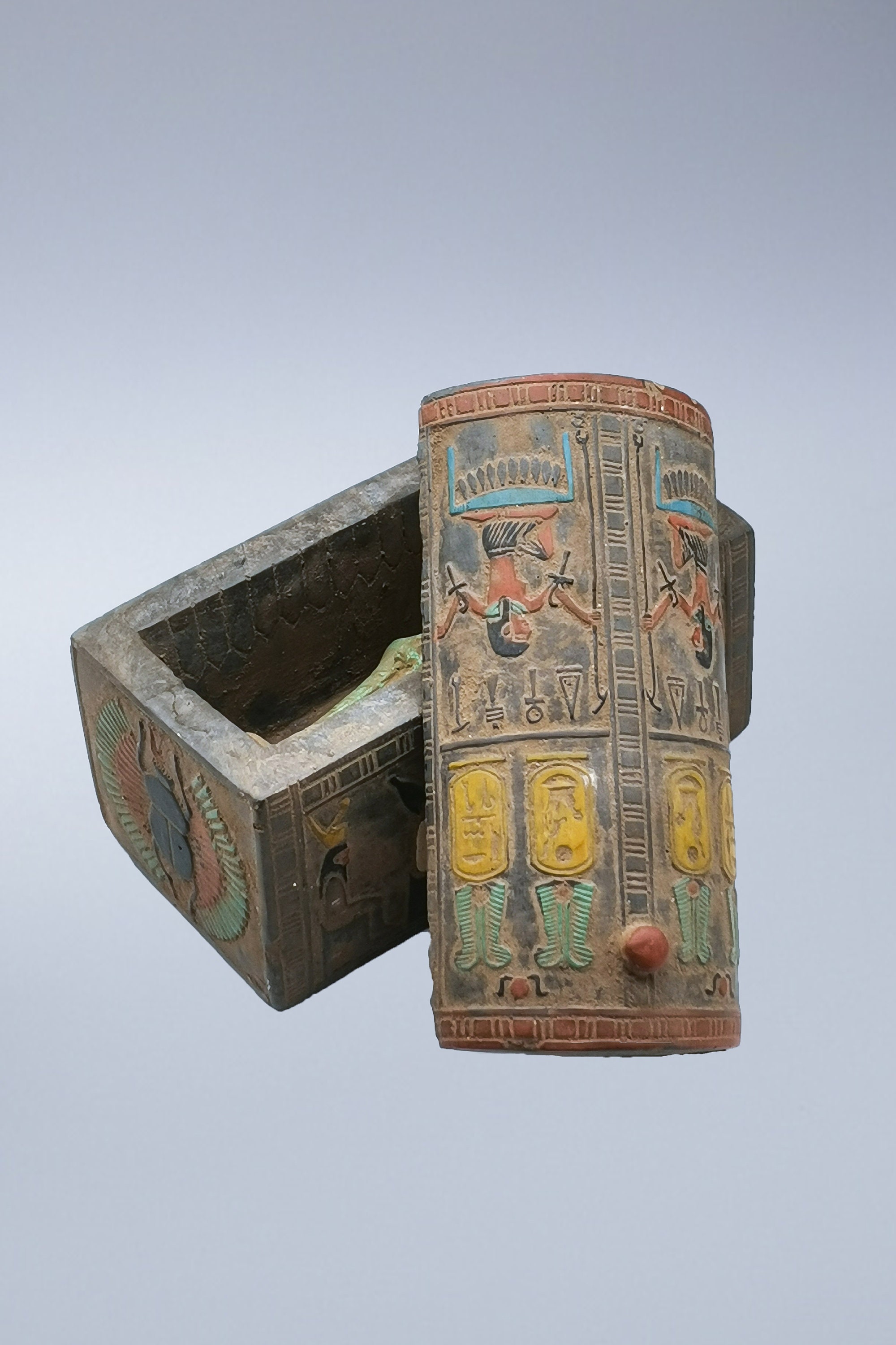 Egyptian Art Box Decorated Pharaonic Inscriptions Colored Made - Etsy