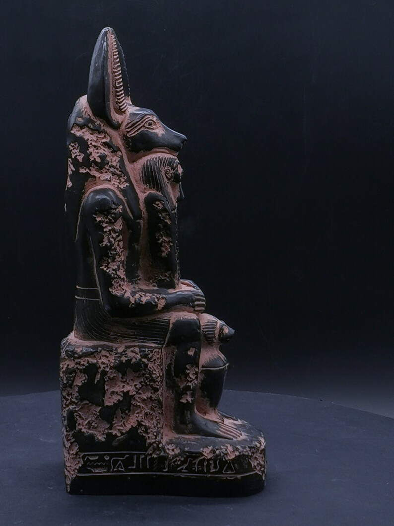 Unique Seated Anubis Holding a Mummy Form With a Hapi son of | Etsy