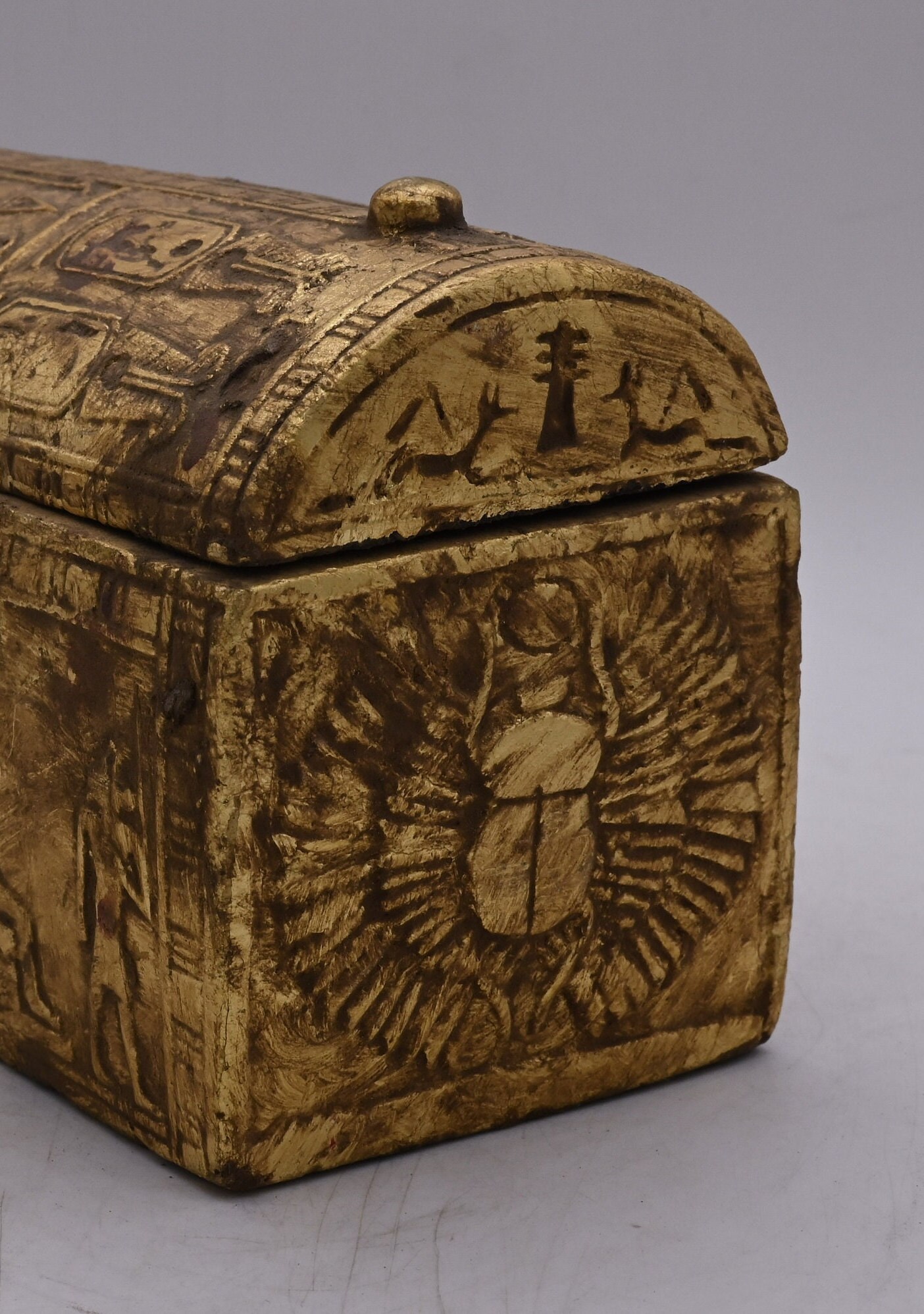 Egyptian Art Box Decorated Pharaonic Inscriptions Gold Leaf Made in ...