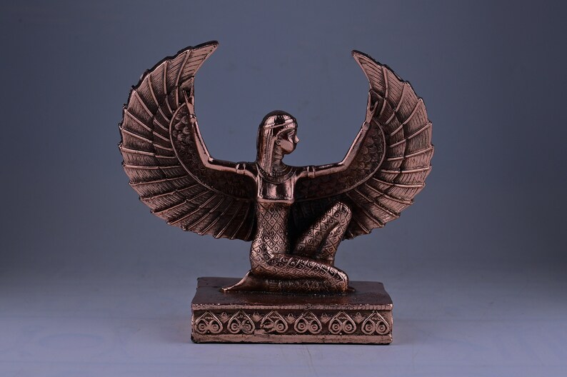 Egyptian Isis Statue With Open Wings, Stone Goddess Replica - Etsy