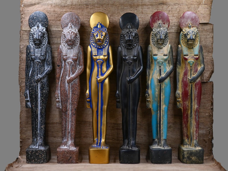 Statue of Egyptian Art Goddess Sekhmet Black Heavy Stone Made in Egypt ...