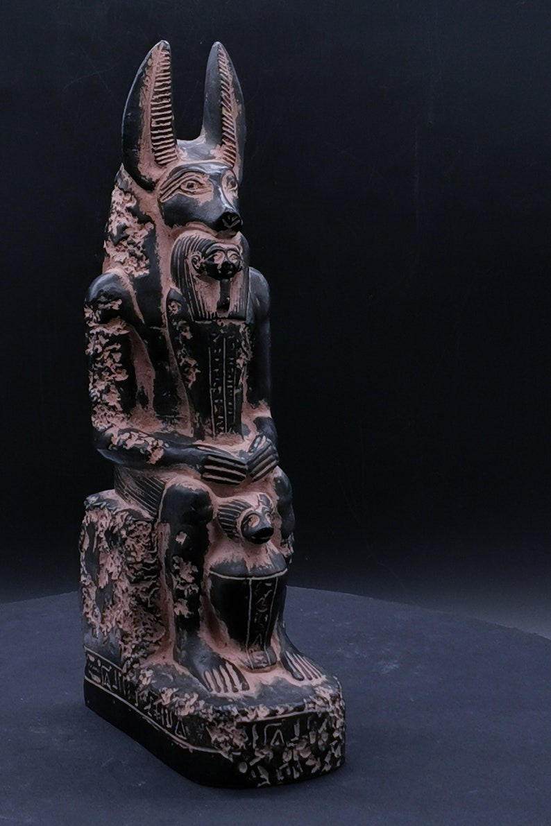 Unique Seated Anubis Holding a Mummy Form With a Hapi son of | Etsy