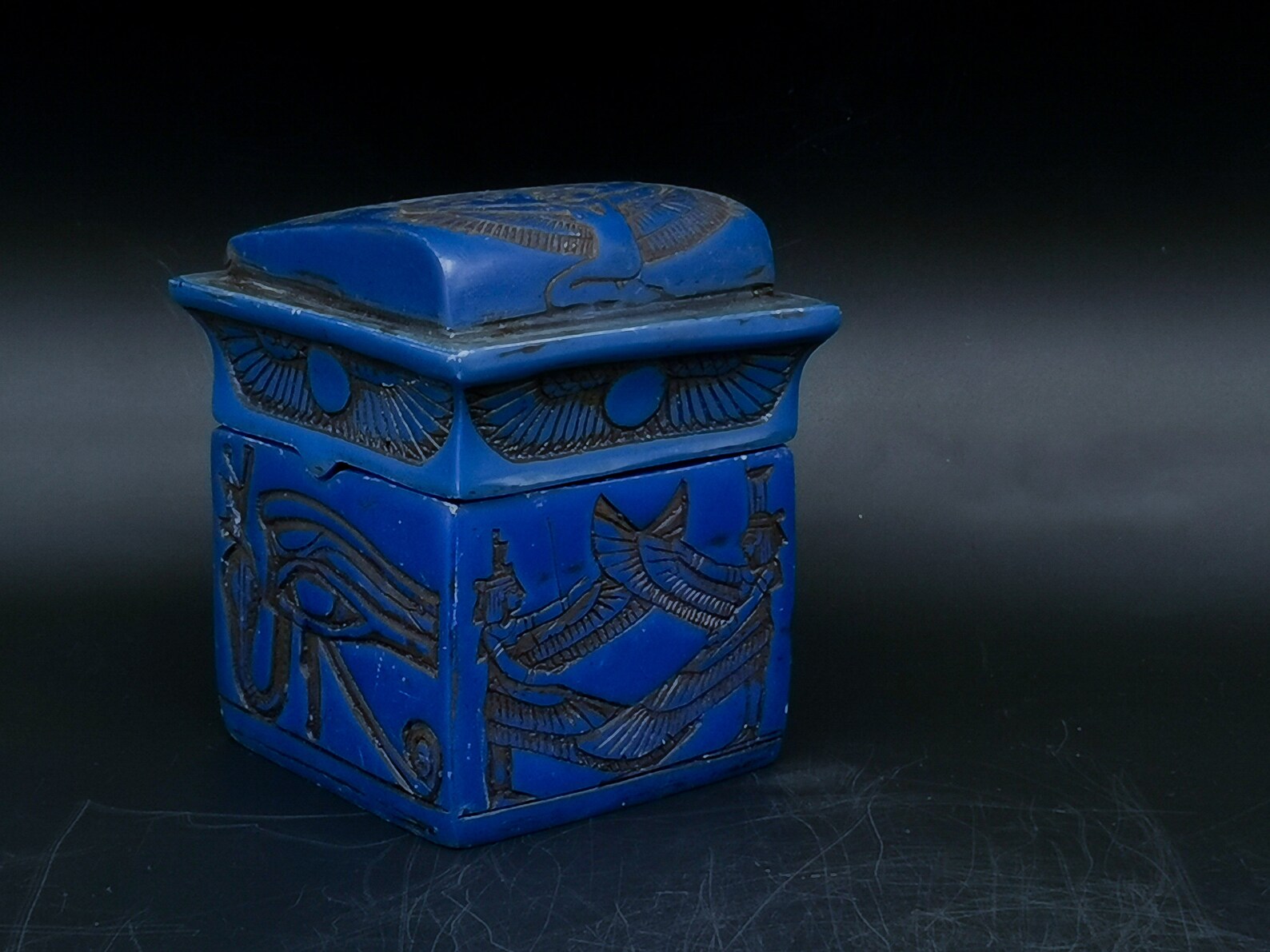 Canopic Box 4 Jars Pharaonic Art Carved Inscriptions Stone Made in ...