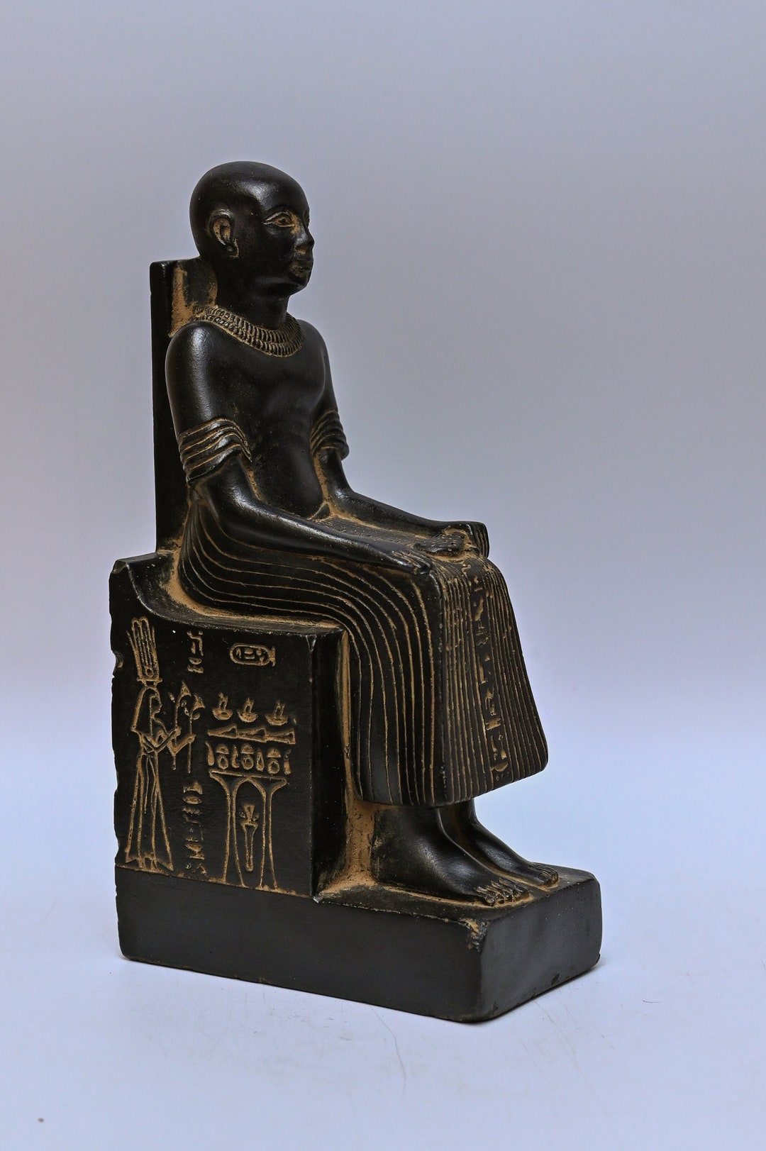 Statue of Egyptian Art Seated Statue of Imhotep God of Midicine Holding ...